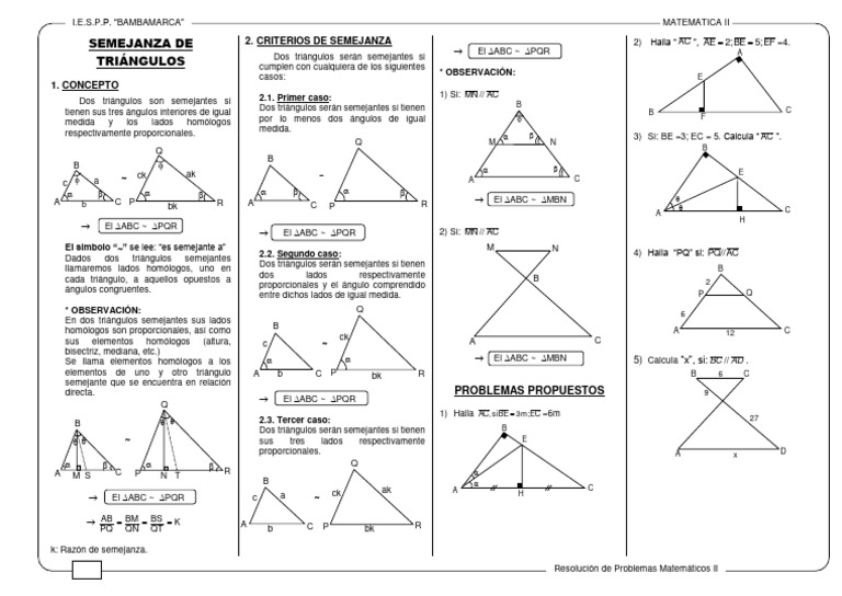 Semejanza de Triángulos | Descargar gratis PDF | Triángulo | Matemáticas
