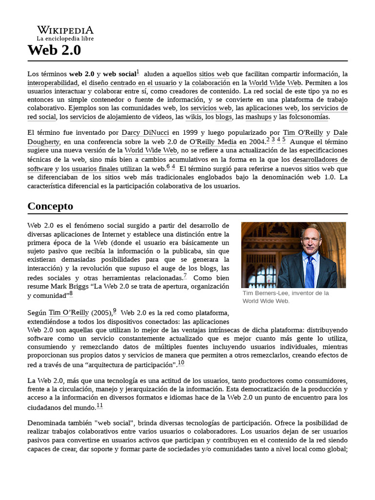 Origen y características de la Web 2.0 | PDF | web 2.0 | Desarrollo web