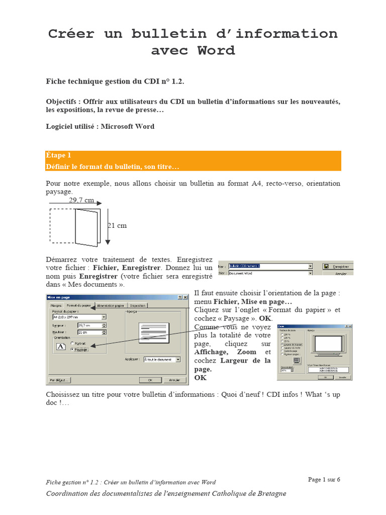 Gestion 1 2 Creer Bulletin Information Word 200502 | PDF