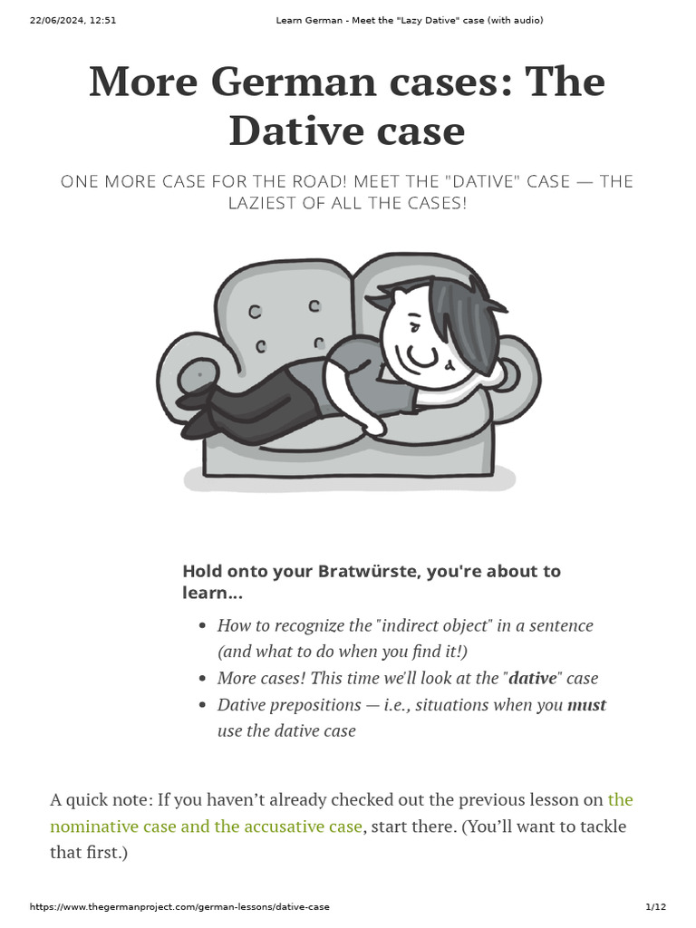 Learn German - Meet The - Lazy Dative - Case (With Audio) | PDF ...