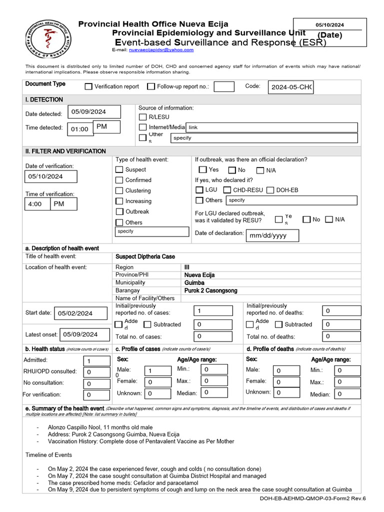 V8 - ESR Verification Form - Revise - As of October 26 | PDF | Public ...