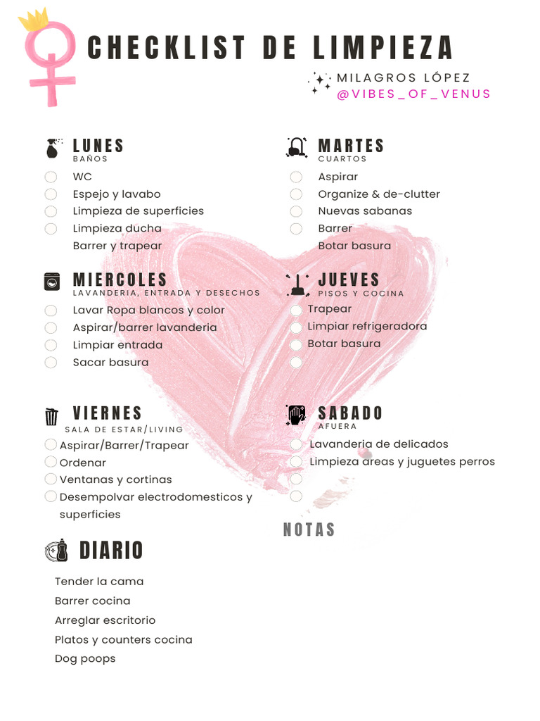 CHECKLIST DE LIMPIEZA! @vibes - of - Venus | PDF