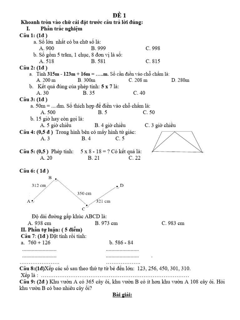 ĐỀ CƯƠNG TOÁN CHK2 | PDF
