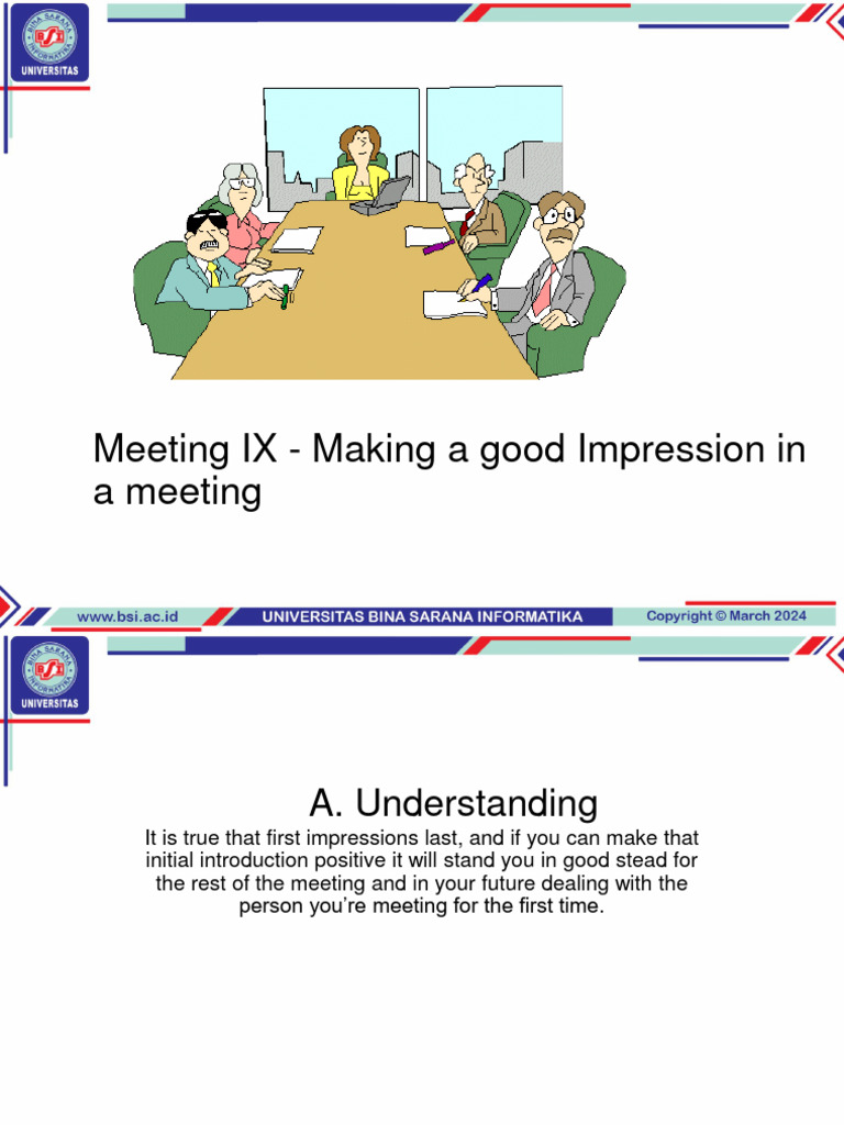 Meeting 9 - The Impression of A Meeting | PDF | Body Language | Madam Meeting 9 - The Impression of A Meeting | PDF | Body Language | Madam
