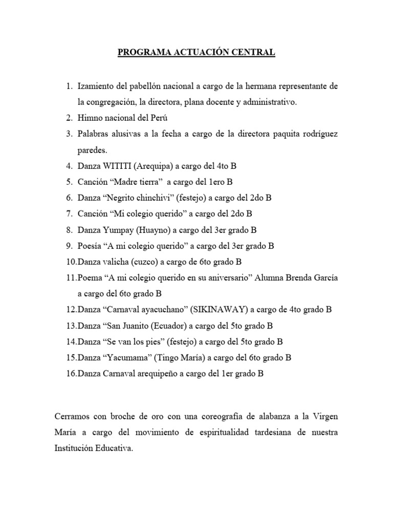 Programa para Concurso de Declamación y Premiación de Reciclaje | PDF ...