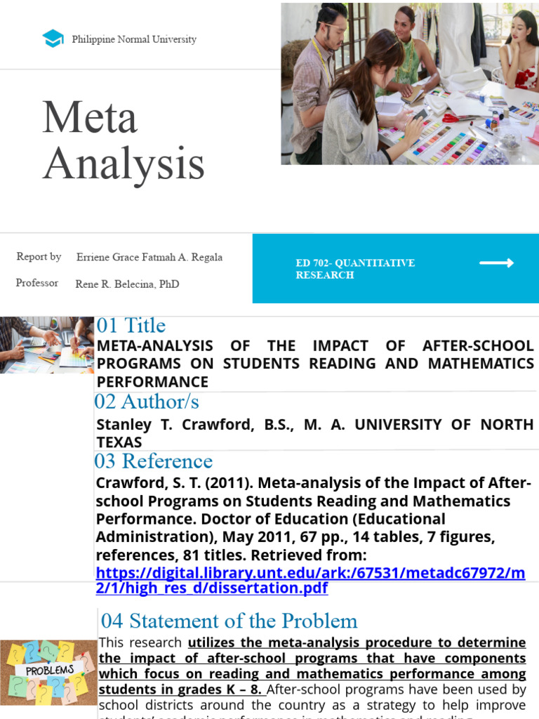 ED 702 Meta Analysis Regala | PDF | Effect Size | Meta Analysis