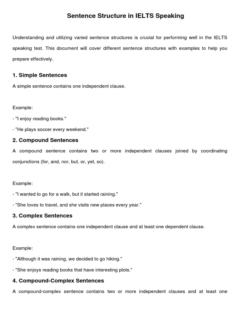 IELTS_Speaking_Sentence_Structure | PDF | Linguistics | Syntax