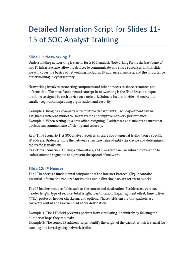 Detailed Narration Script SOC Analyst 11 15 | PDF | Transmission ...