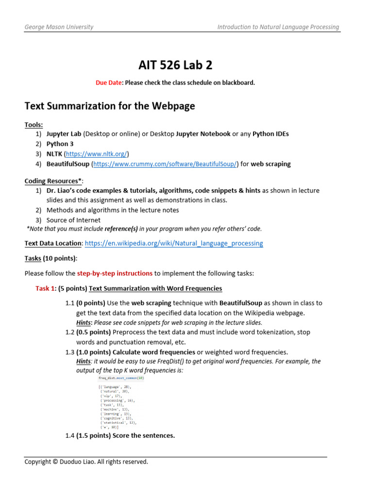 AIT526 Lab 2 Text Summarization | PDF | Computer Science | Software Engineering
