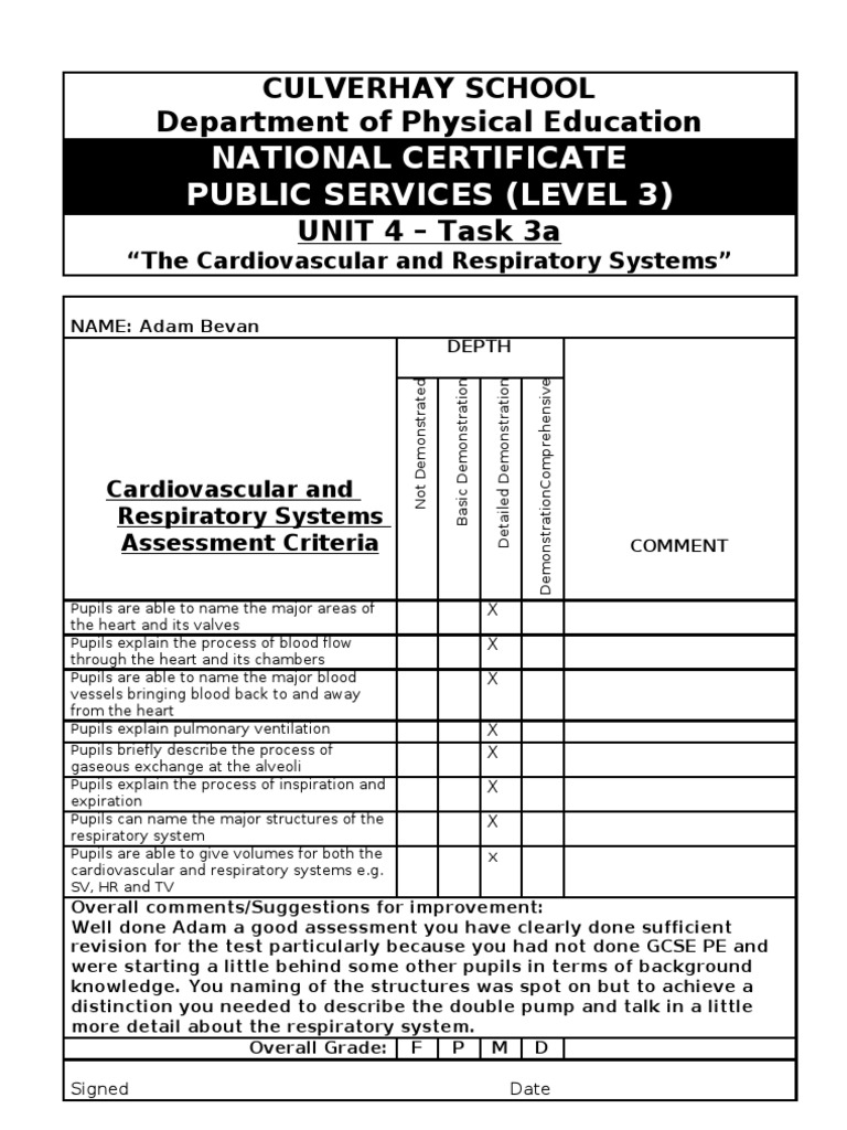 Cardiovascular & Respiratory Systems Assessment | PDF