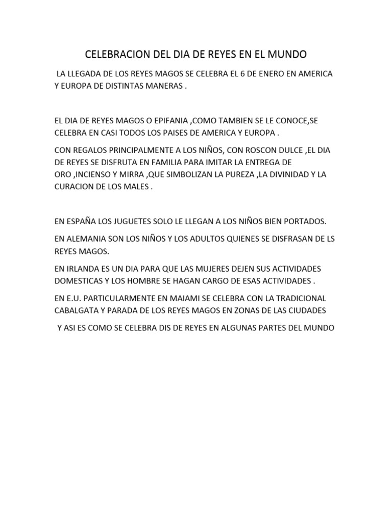 Celebracion Del Dia de Reyes en El Mundo | PDF | Hogar, jardinería y ...
