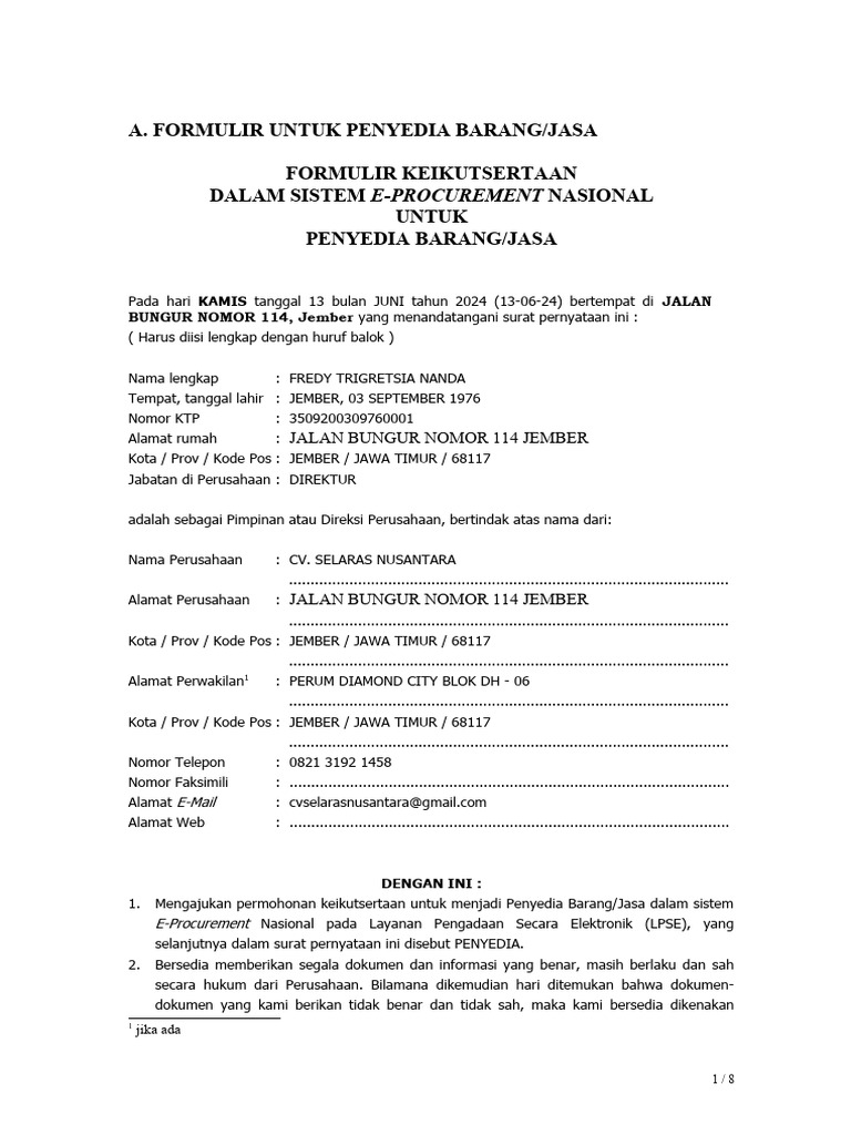 Formulir Keikutsertaan | PDF