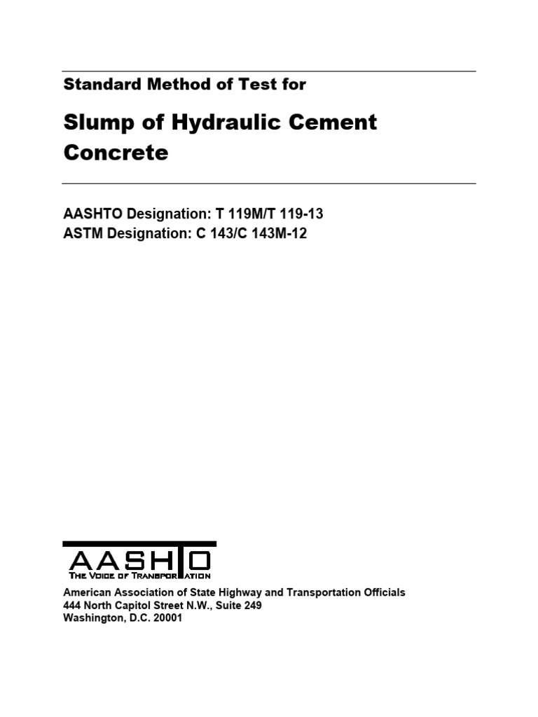 AASHTO T119: Slump Test Method | PDF | Concrete | Accuracy And Precision