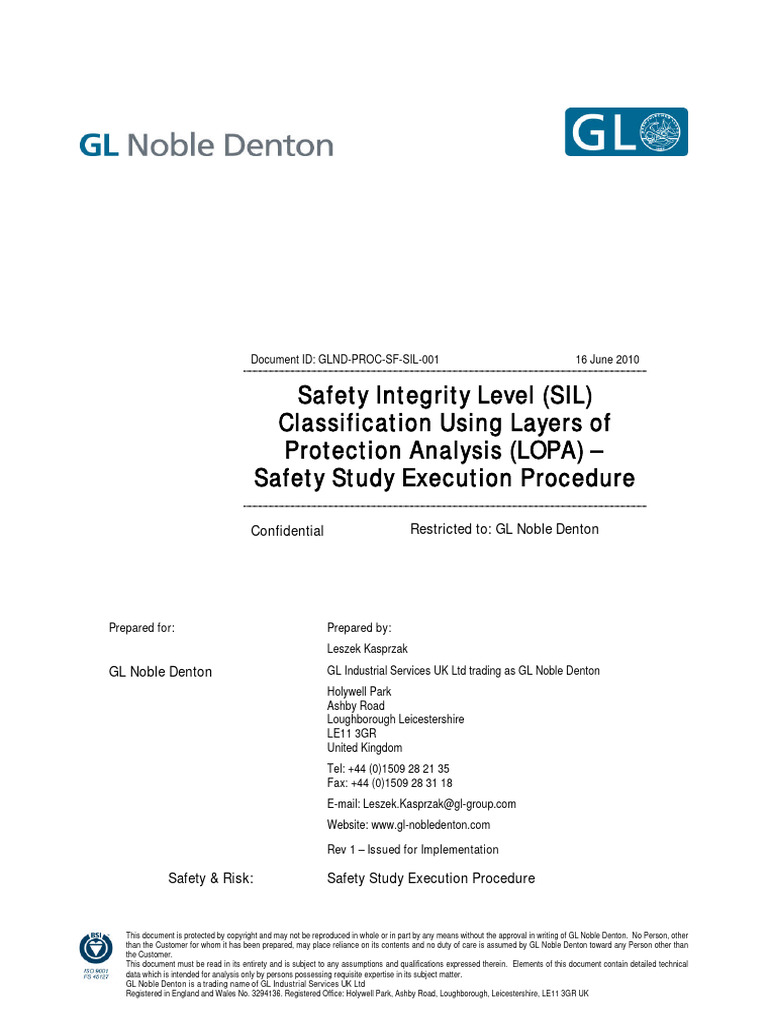 SIL Classification Procedure Rev 1 Issued For Implementation | PDF ...