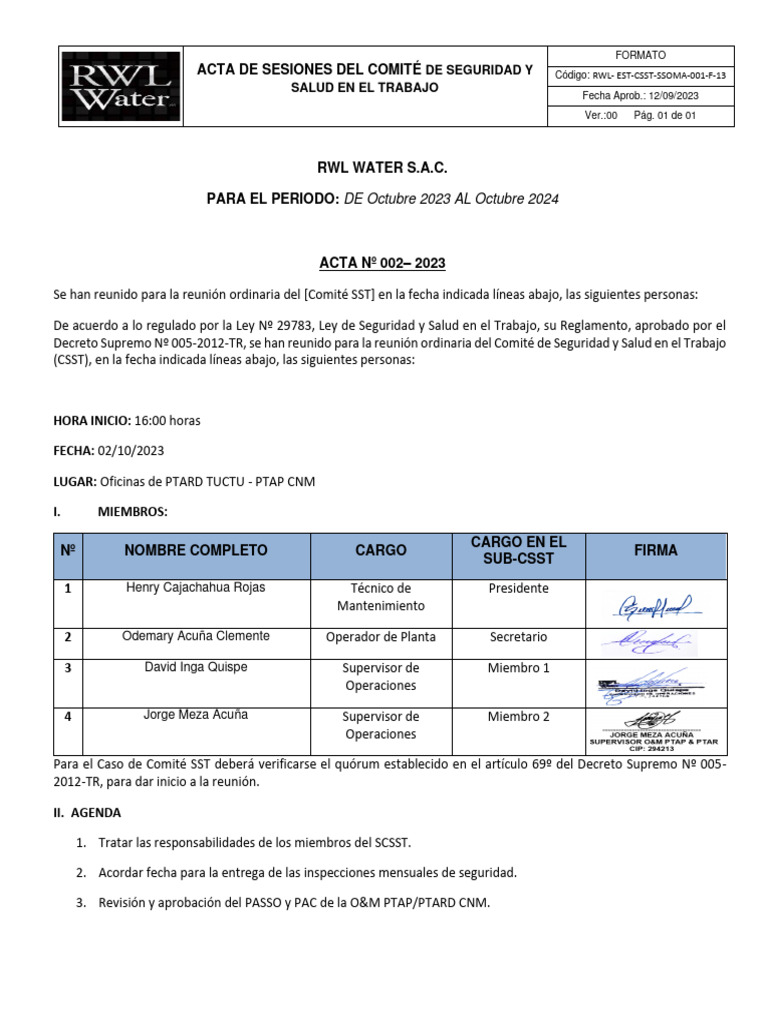 Acta SCSST 002 | PDF | Gobierno