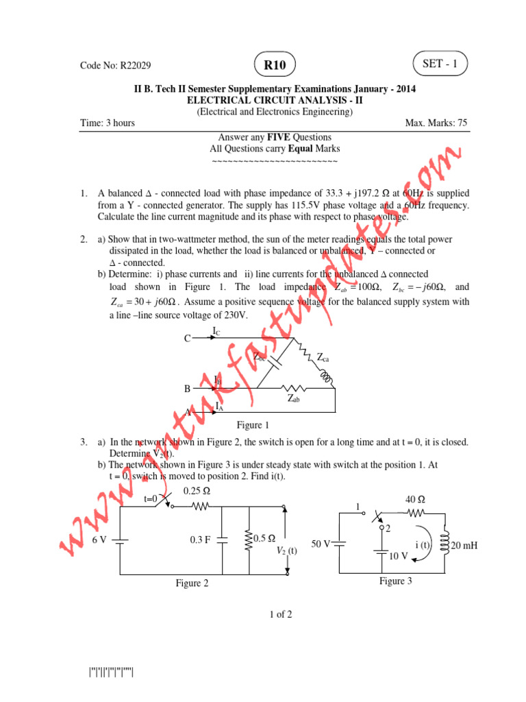 Electrical Circuit Analysis Exam 2014 | PDF | Electrical Impedance | Electronic Engineering