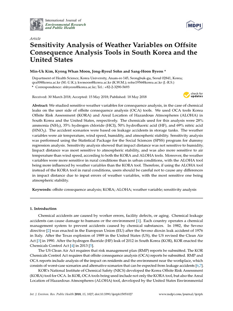 Sensitivity Analysis of Weather Variables On Consequence Analysis ...