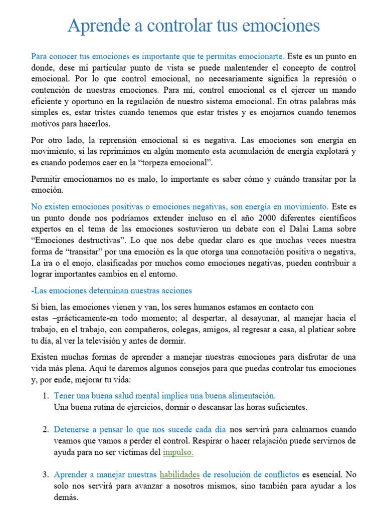 Aprende A Controlar Tus Emociones Descargar Gratis Pdf Las