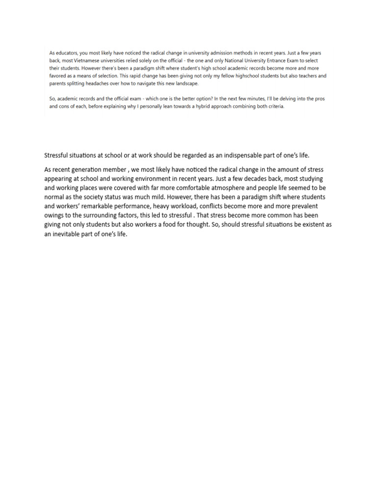 Stressful Situations at School or at Work Should Be Regarded As An ...