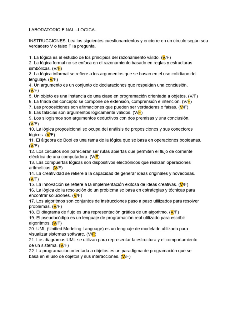 Laboratorio Final - Logica | PDF | Lenguaje de modelado unificado | Lógica