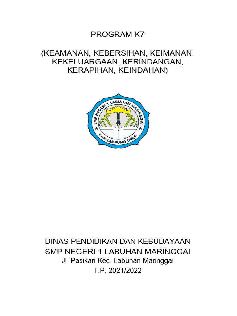 PROGRAM 7K - SMPN 1 Labuhan Maringgai | PDF | Sains & Matematika