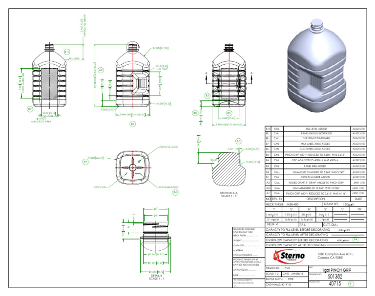 1gal Pinch Grip: Temporary Drawing-Not Released For Production | PDF