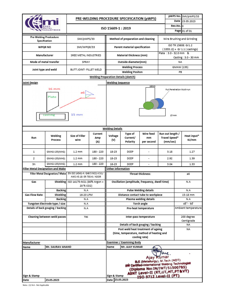 Pre-Welding Procedure Specification 33 | PDF | Welding | Construction