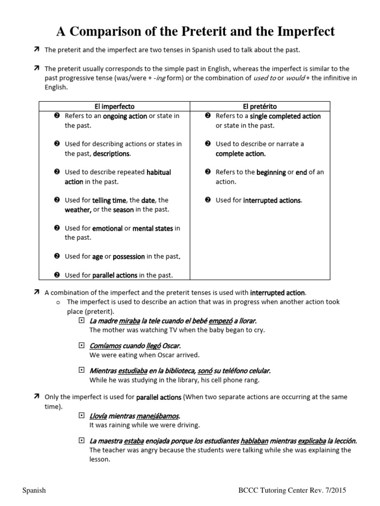 Preterit and Imperfect Comparison | Download Free PDF | Language Mechanics | Grammar