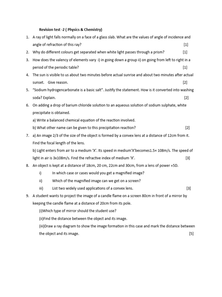 Revision Test-2 | PDF | Teaching Methods & Materials | Science ...