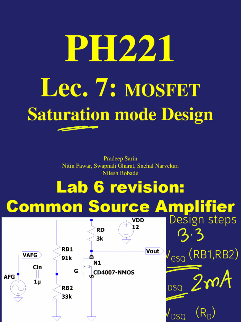 MOSFET Saturation Mode Design Guide | PDF | Amplifier | Telecommunications Engineering