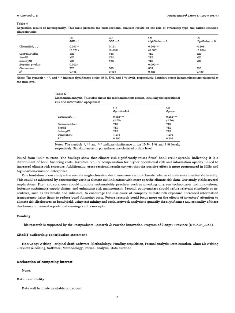 Corporate Climate Risk and Bond Credit Spreads - 2024 - Finance ...