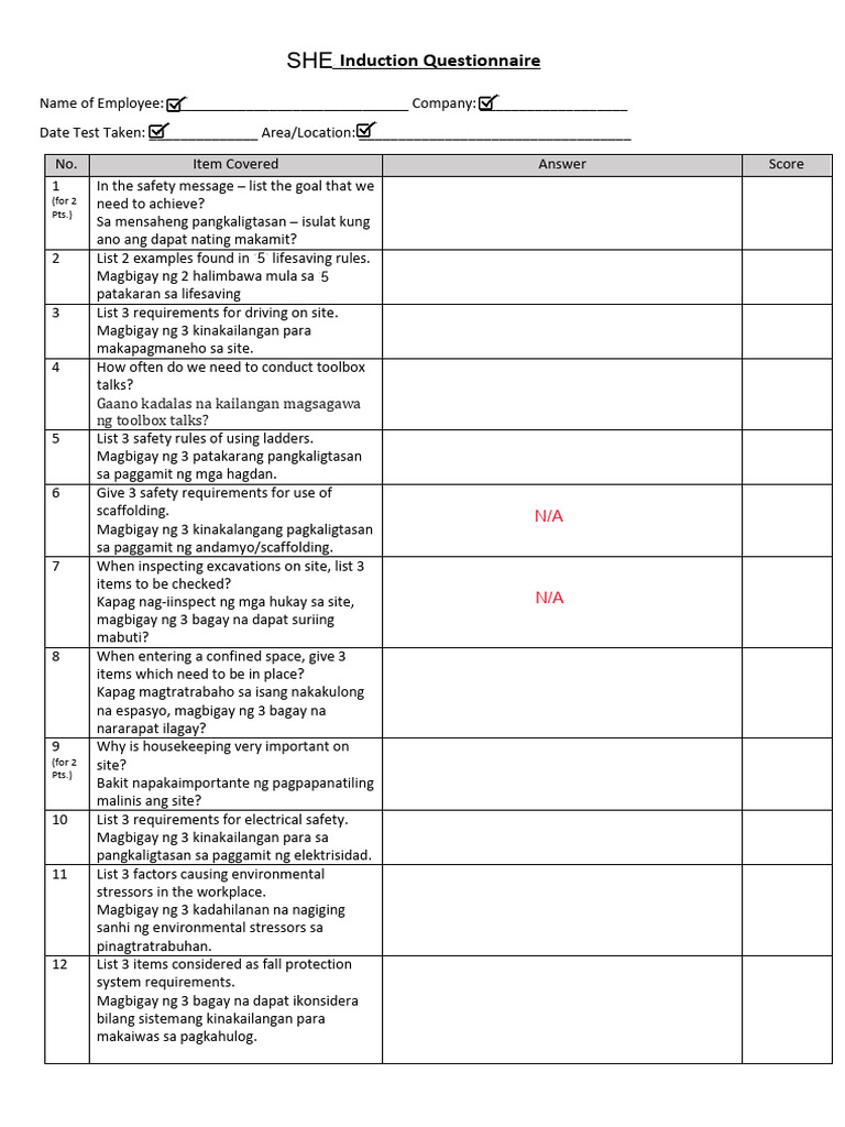 Induction Questionnaire - 30 APR 2024 | PDF