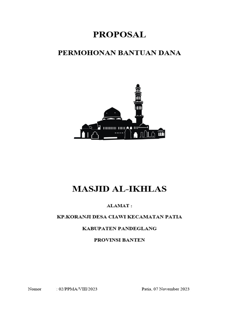 Proposal Pengajuan Dana Rehab Masjid AL-Ikhlas | PDF