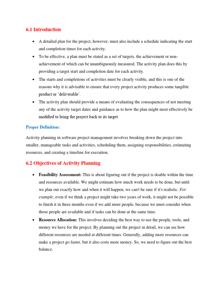 Activity Planning | PDF