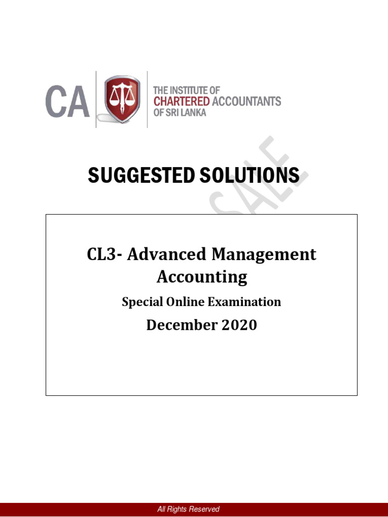CL3 - Advanced Management Accounting, December 2020 | PDF | Prices | Retail