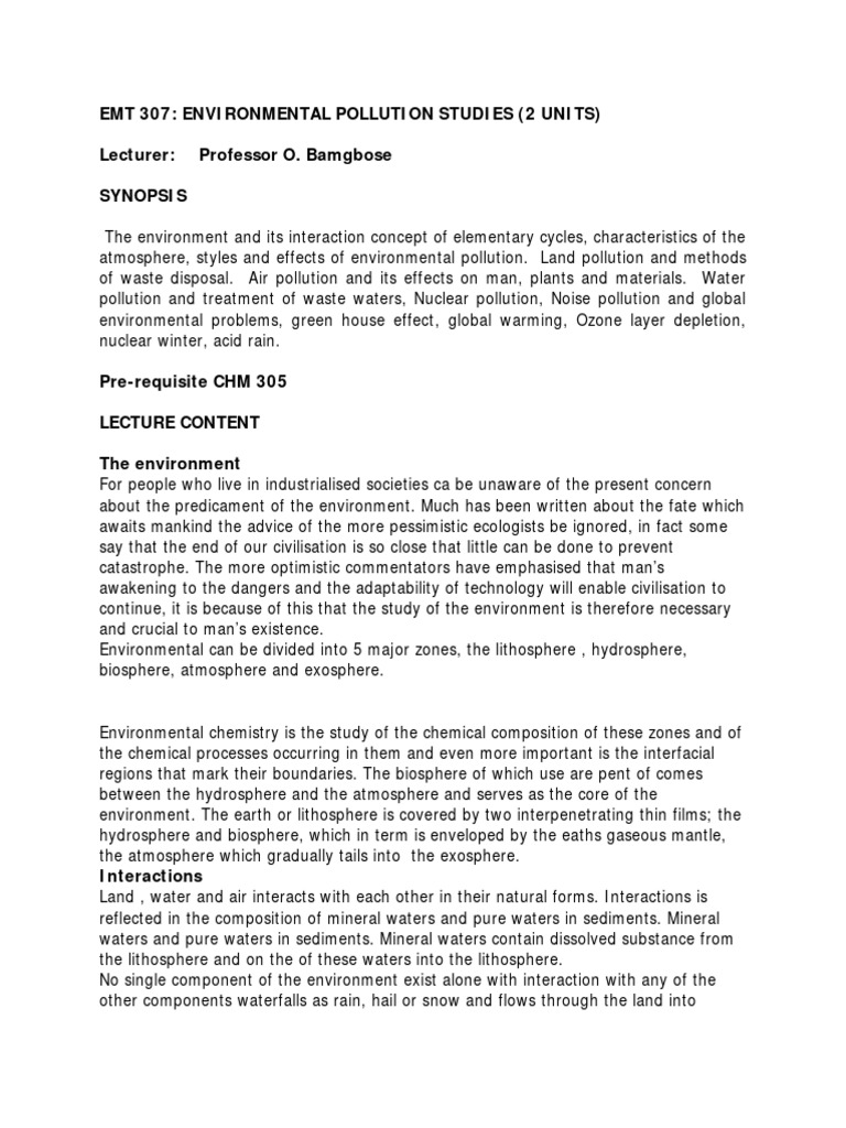 Environmental Pollution Studies | PDF | Exhaust Gas | Combustion