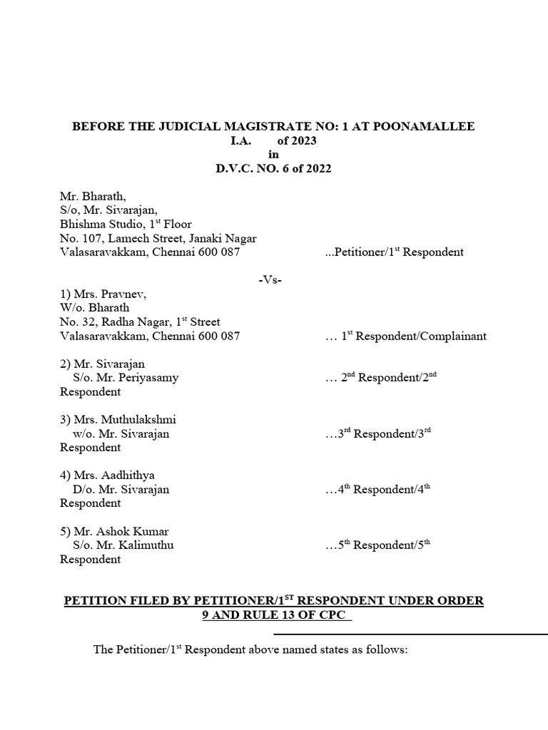 Petition to Set Aside Exparte Order | PDF