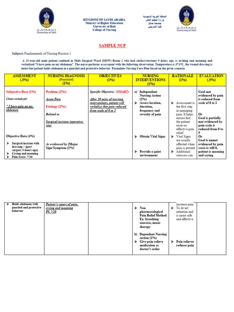 NCP Acute Pain | PDF | Pain | Nursing
