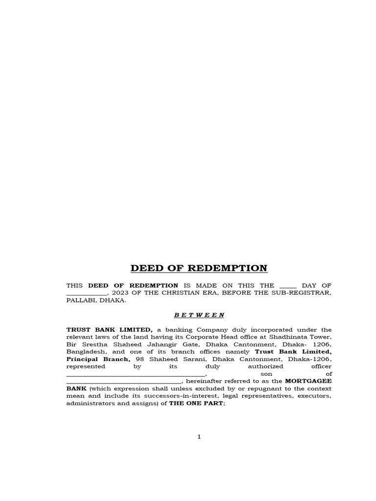 Redemption Final | PDF | Mortgage Law | Deed