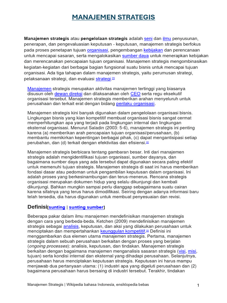 Manajemen Strategis | PDF