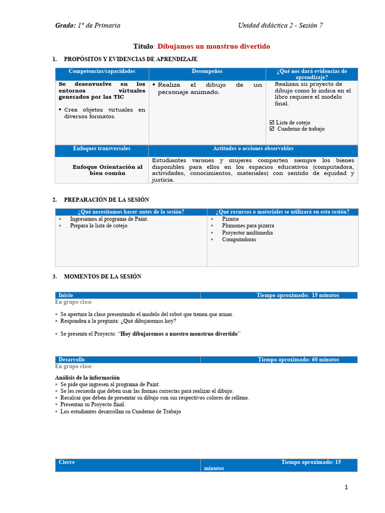 Editorial IP - 1° Grado - U2-SESIÓN DE APRENDIZAJE N° 7 | PDF | Aprendizaje | Cognición