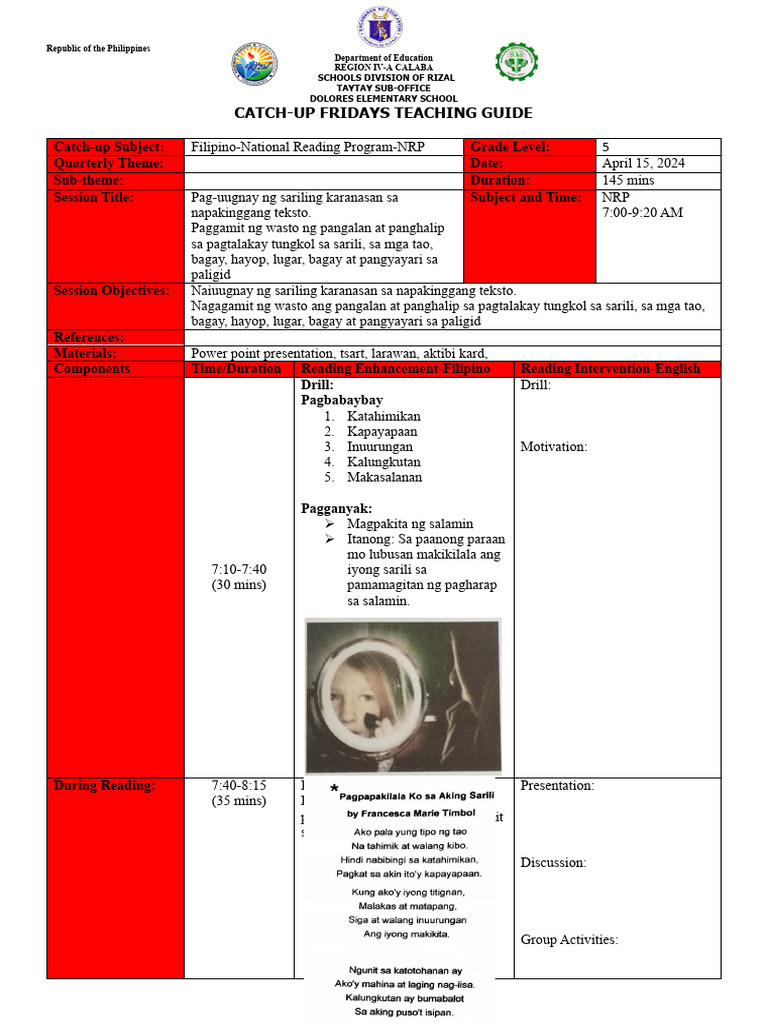 Catch Up Friday Lesson Plan | PDF