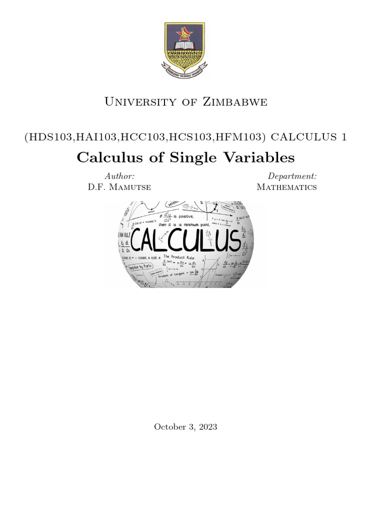 Calculus Hai HDS HCS HCC HFM (2023) | PDF | Function (Mathematics ...