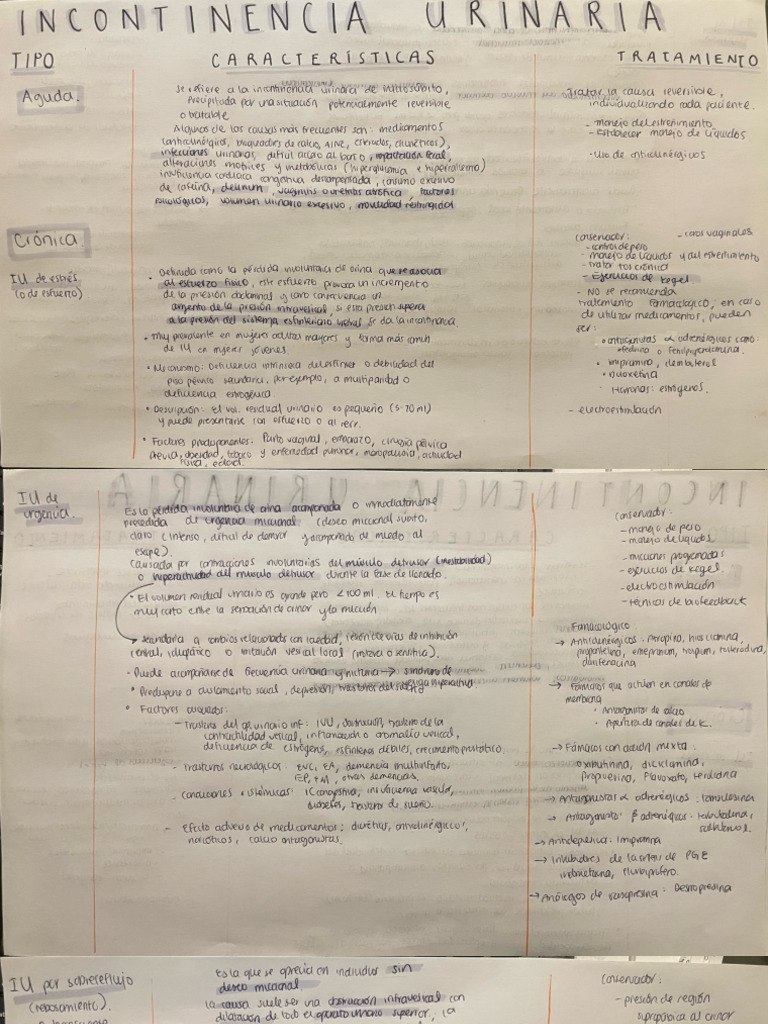 Cuadro incontinencia urinaria | PDF