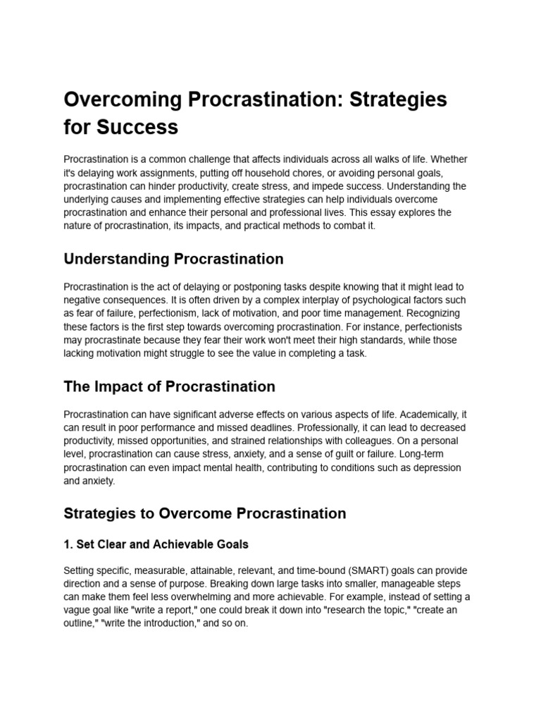 Overcoming Procrastination - Strategies For Success | PDF ...