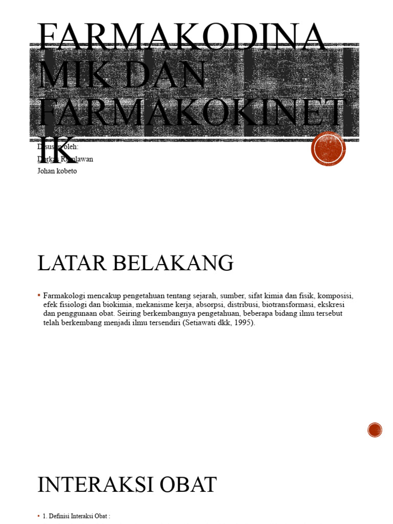 Farmakodina Mik Dan Farmakokinet IK: Disusun Oleh: Dorkas Rumlawan Johan Kobeto | PDF