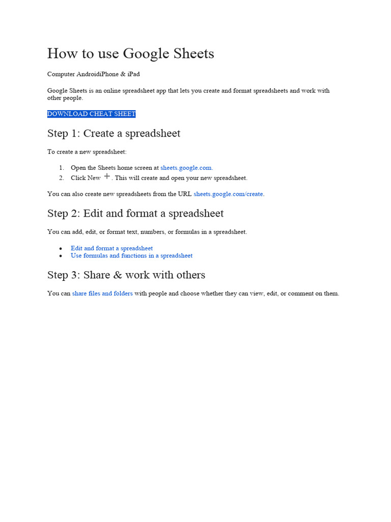 How To Use Google Sheets .. | PDF | Computers
