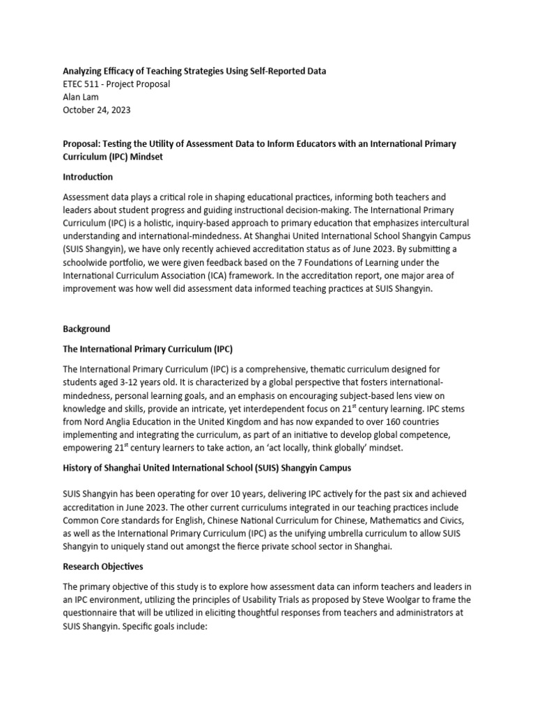 ETEC 511 - Project Proposal (Alan Lam) | PDF | Usability | Curriculum