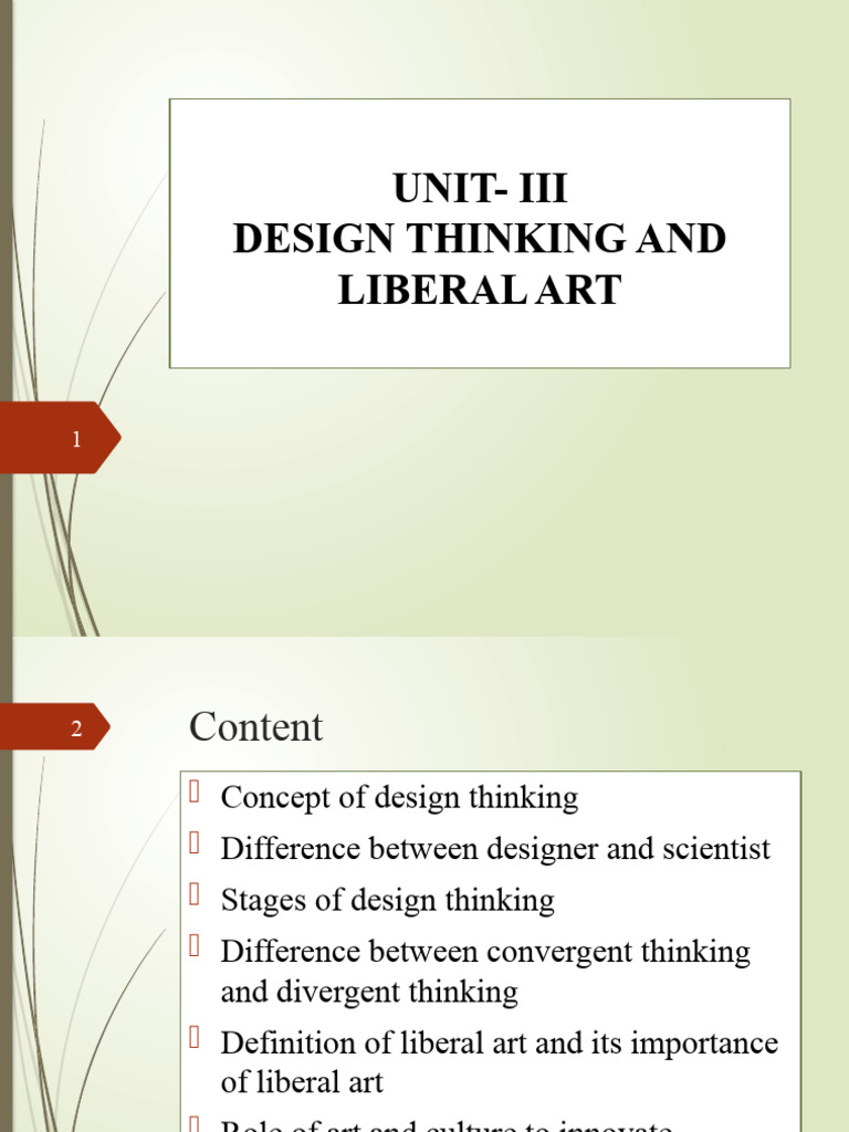 Design Thinking and Liberal Art - UNIT - 3 | PDF | Design Thinking ...