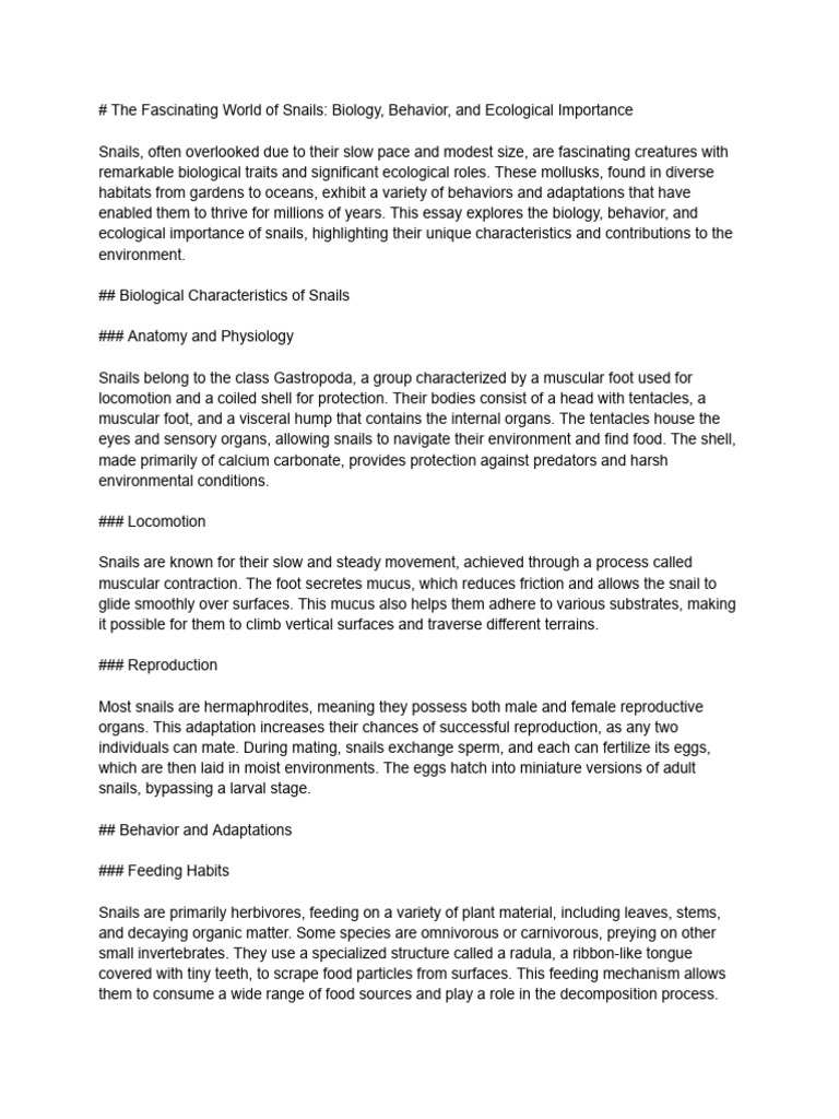Snails: Biology, Behavior, and Ecology | PDF | Decomposition | Ecology